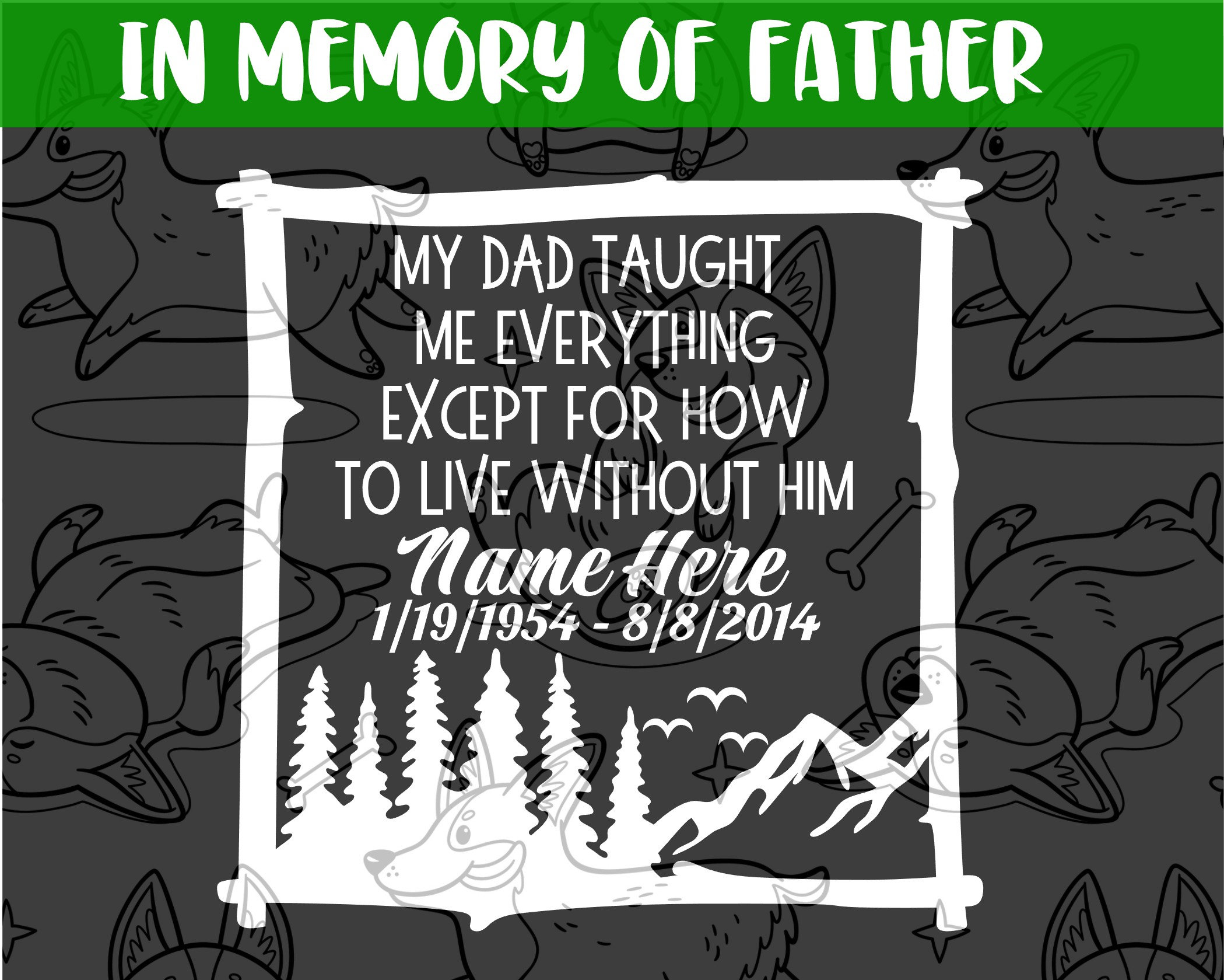 Dad Memorial Vinyl Decal Custom Tribute Remembrance Sticker | Etsy