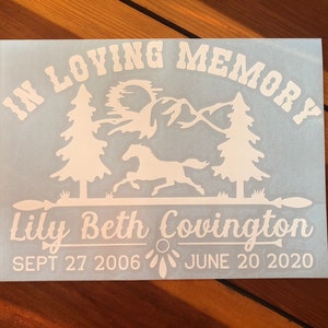 In Loving Memory Memorial Vinyl Decal, Horse Western Cowboy Cowgirl ...