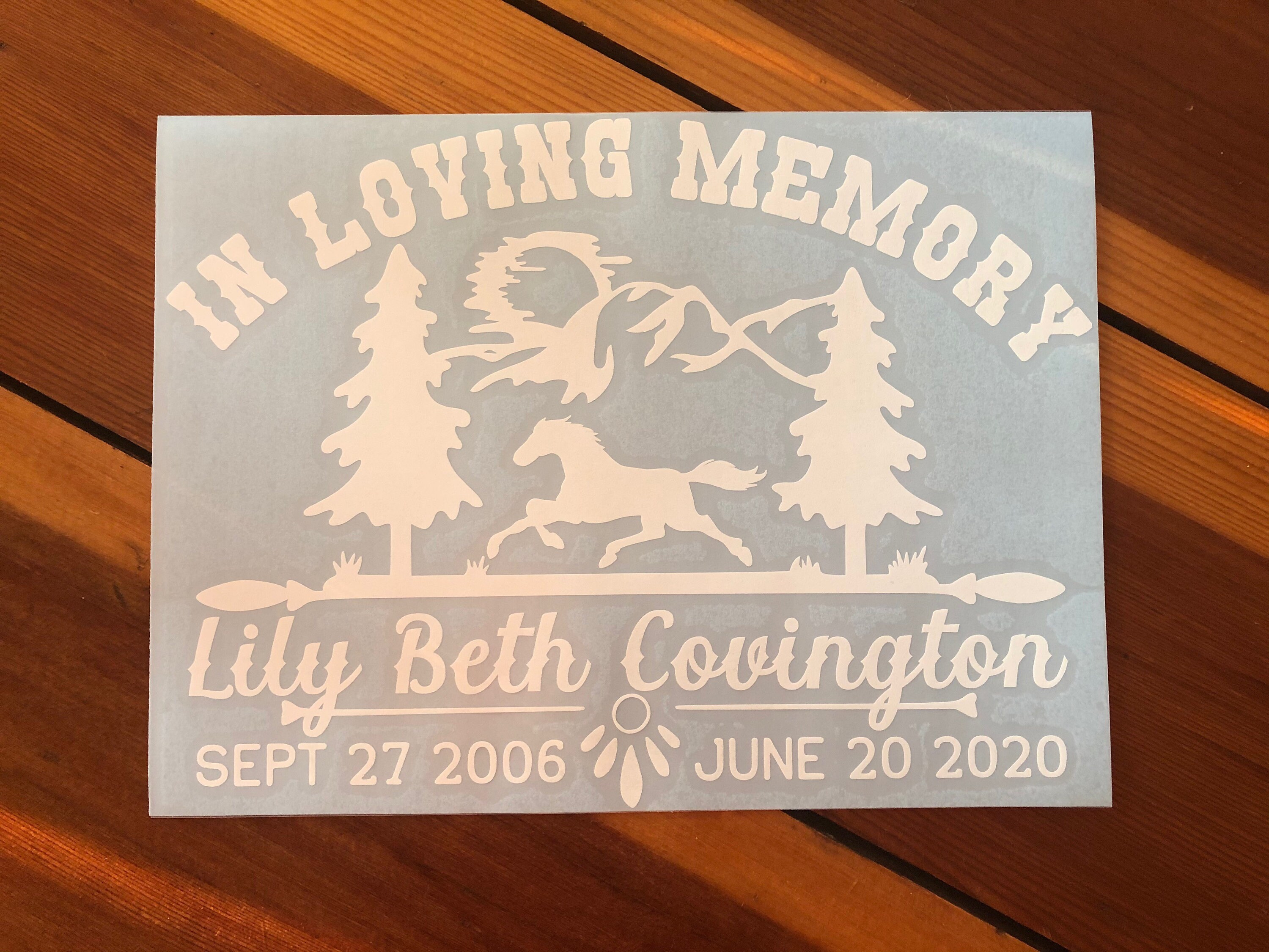 In Loving Memory Memorial Vinyl Decal, Horse Western Cowboy Cowgirl ...
