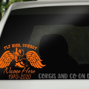 Fly High Cowboy | in Loving Memory Memorial Vinyl Decal Sticker Western ...
