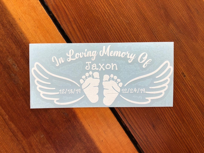 In Loving Memory of Baby Footprints Angel Wings Memorial Car - Etsy