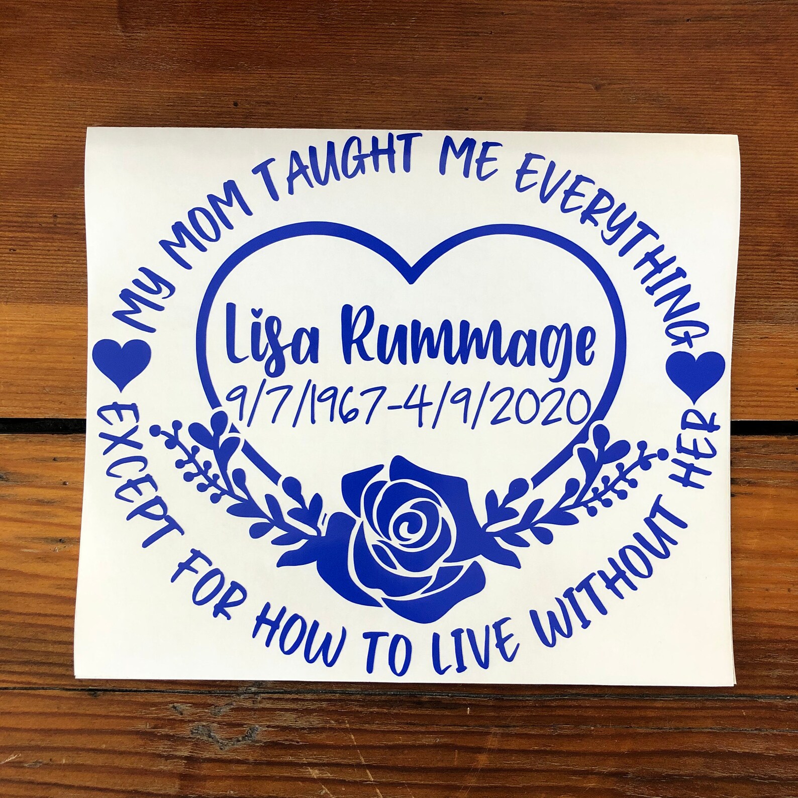 Mom Mother Memorial Vinyl Decal, Custom Tribute Remembrance Sticker ...