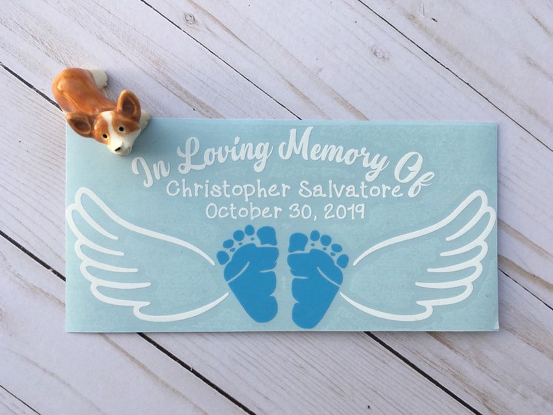 In Loving Memory of Baby Footprints Angel Wings Memorial Car - Etsy