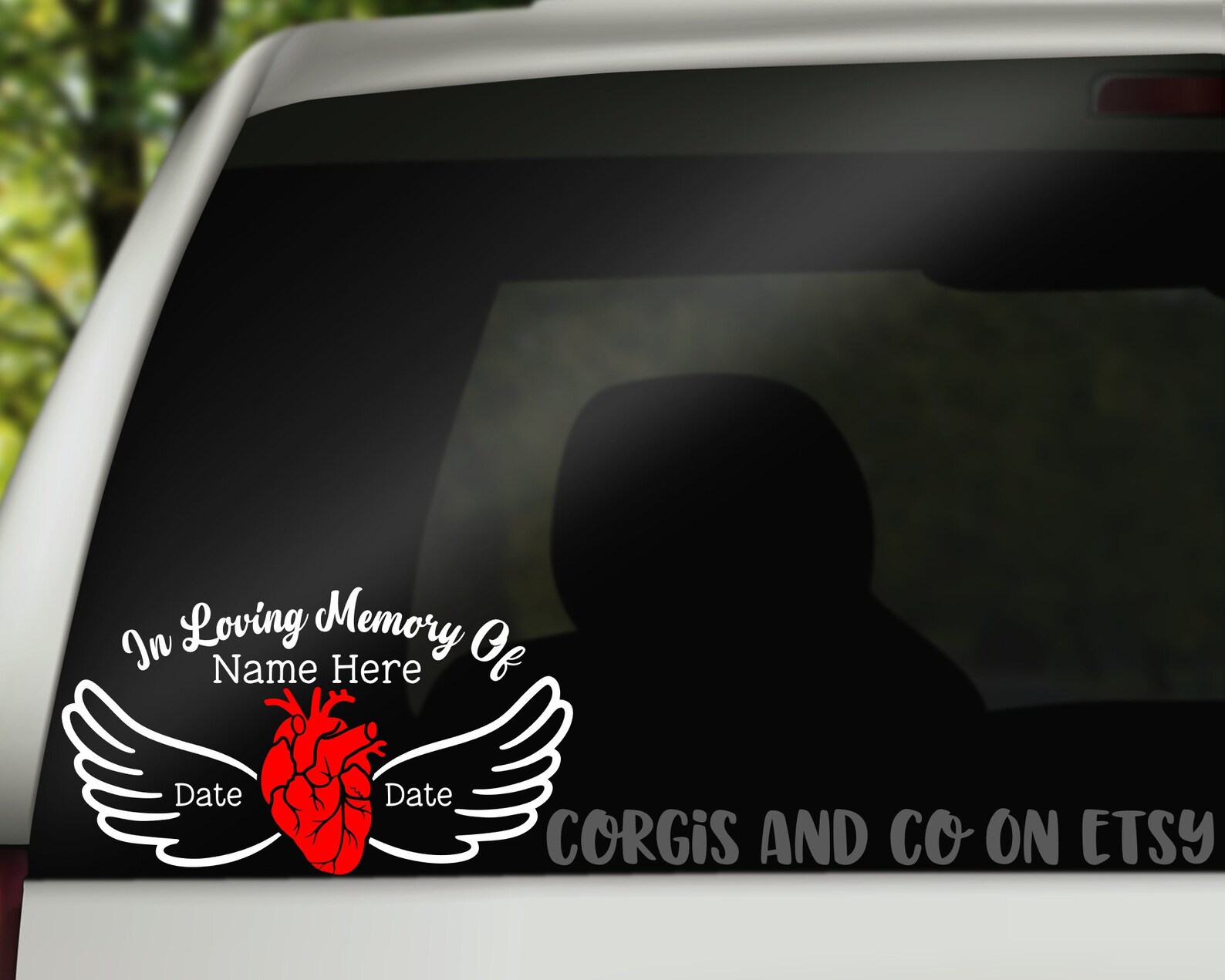 In Loving Memory Anatomical Heart Memorial Vinyl Decal, Angel Wings ...