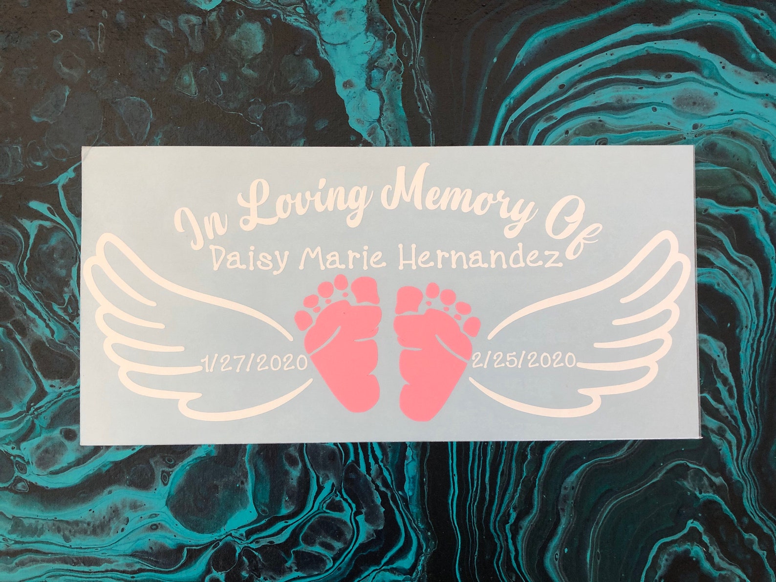 In Loving Memory of Baby Footprints Angel Wings Memorial Car Decal ...