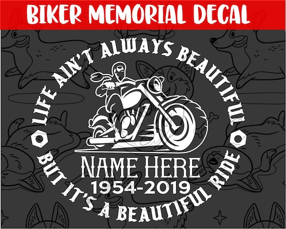Beautiful Ride Biker Memorial Vinyl Tribute Sticker in | Etsy
