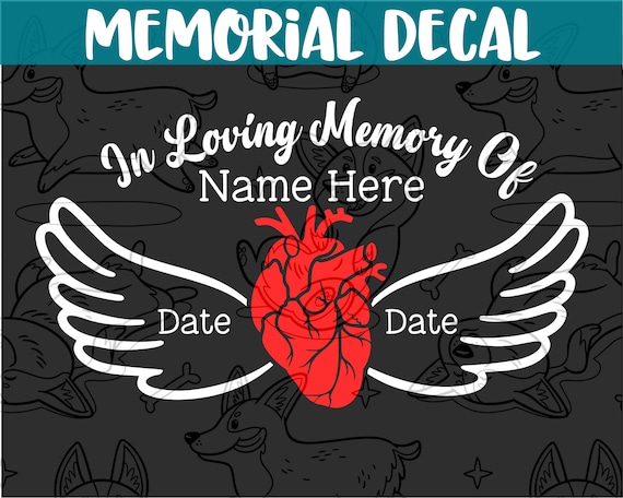 In Loving Memory Anatomical Heart Memorial Vinyl Decal Angel | Etsy