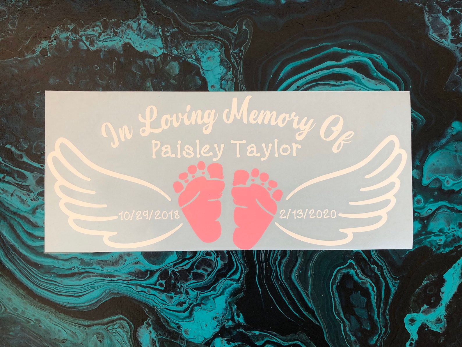 In Loving Memory of Baby Footprints Angel Wings Memorial Car Decal ...