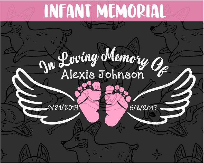 In Loving Memory of Baby Footprints Angel Wings Memorial Car Decal ...
