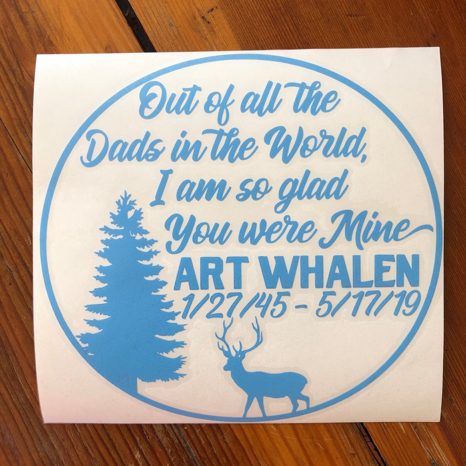 Dad Memorial Vinyl Decal | Custom Tribute Remembrance Sticker Forever ...