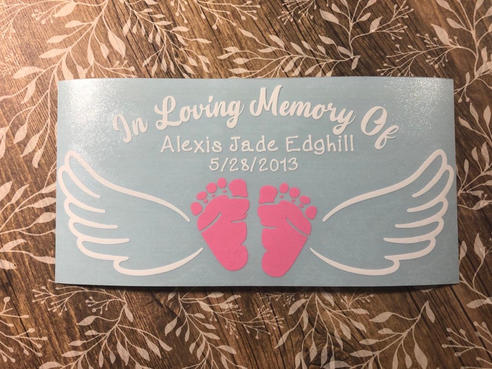 In Loving Memory of Baby Footprints Angel Wings Memorial Car Decal ...