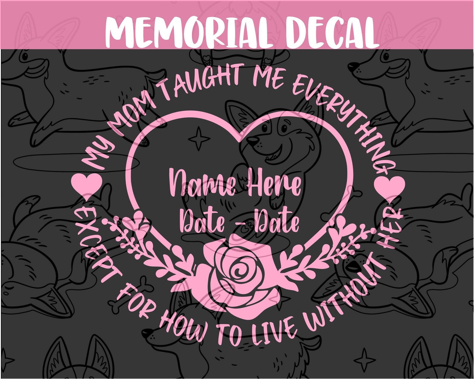 Mom Mother Memorial Vinyl Decal, Custom Tribute Remembrance Sticker ...