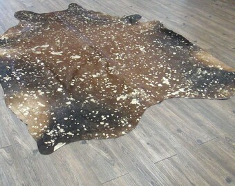 Large Cowhide Rug - Black With Camel Zebra Print Made With 100% Premium ...