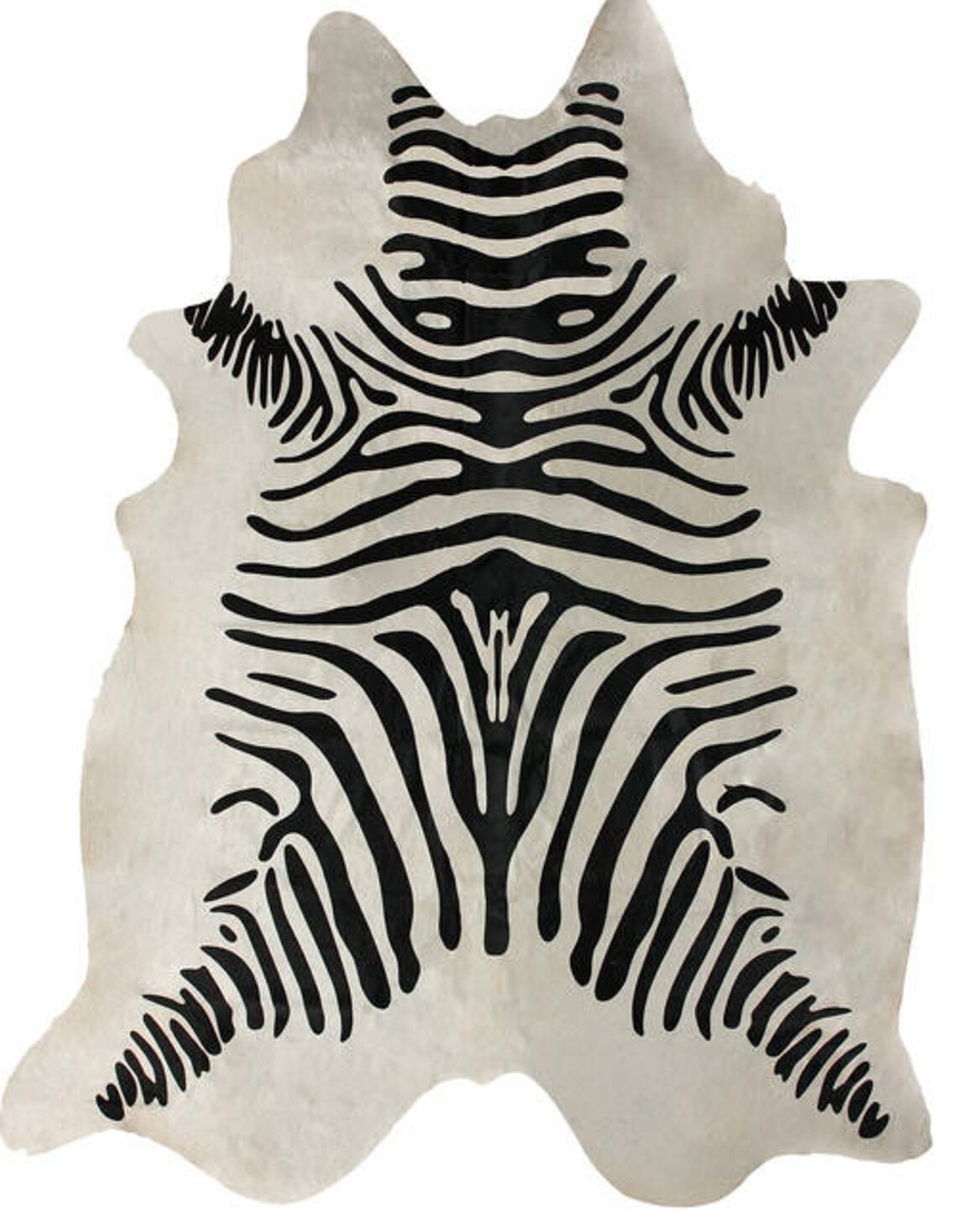 Large Cowhide Rug - Black With White Zebra Print Made With 100% Premium ...