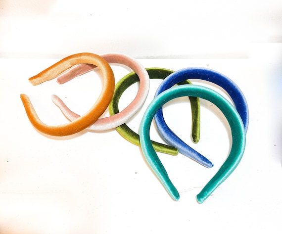 SMALL Padded Headband Thin / Low / Round Velvet / 90s / - Etsy