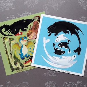 HTTYD- Toothless and Family Print+stickers Set! (toothless, Light Fury ...