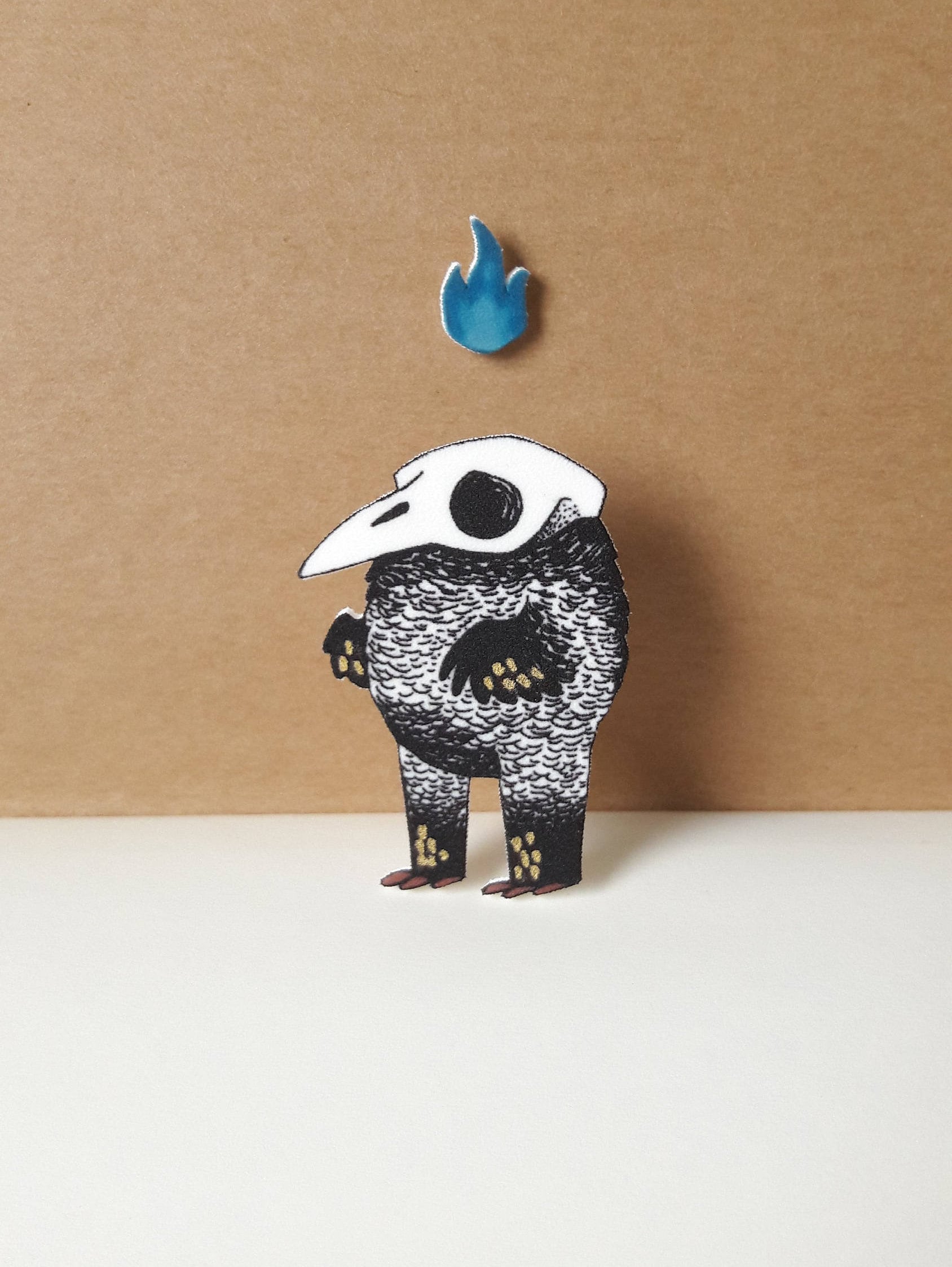 Grimling Brooch Pin blue Flame Spooky Cute Handmade - Etsy