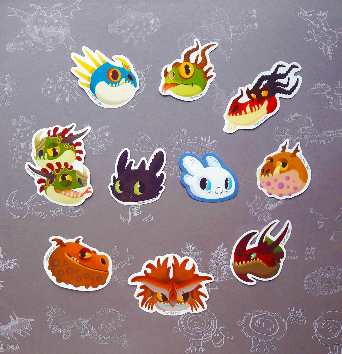 HTTYD Dragons Square Printstickers Set toothless - Etsy