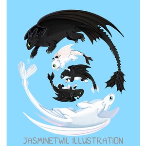 HTTYD Toothless and Family Printstickers Set toothless, Light Fury ...