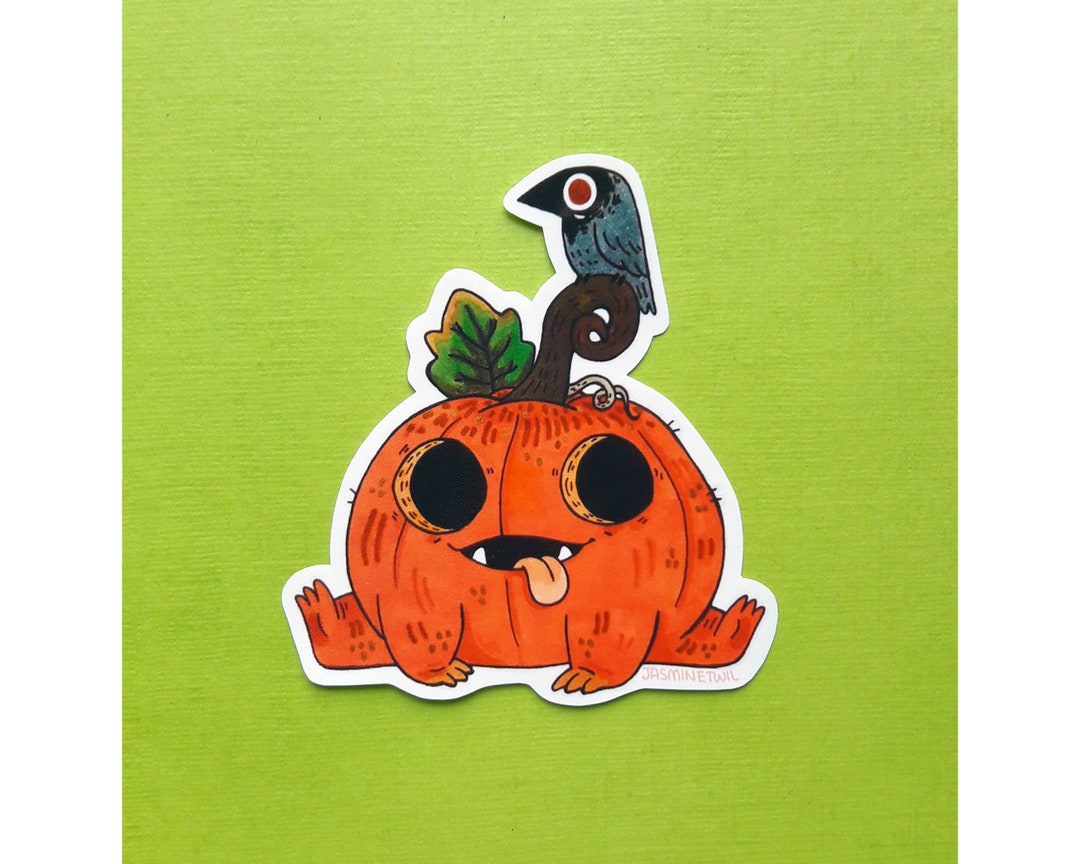 Pumpkin Creature Sticker, Cryptid, Crow, Cute, Decorative, Happiness ...