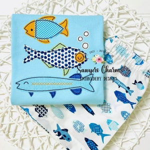 BUNDLE Fish Trio Bean Stitch AND Sketch Stitch Machine Applique ...