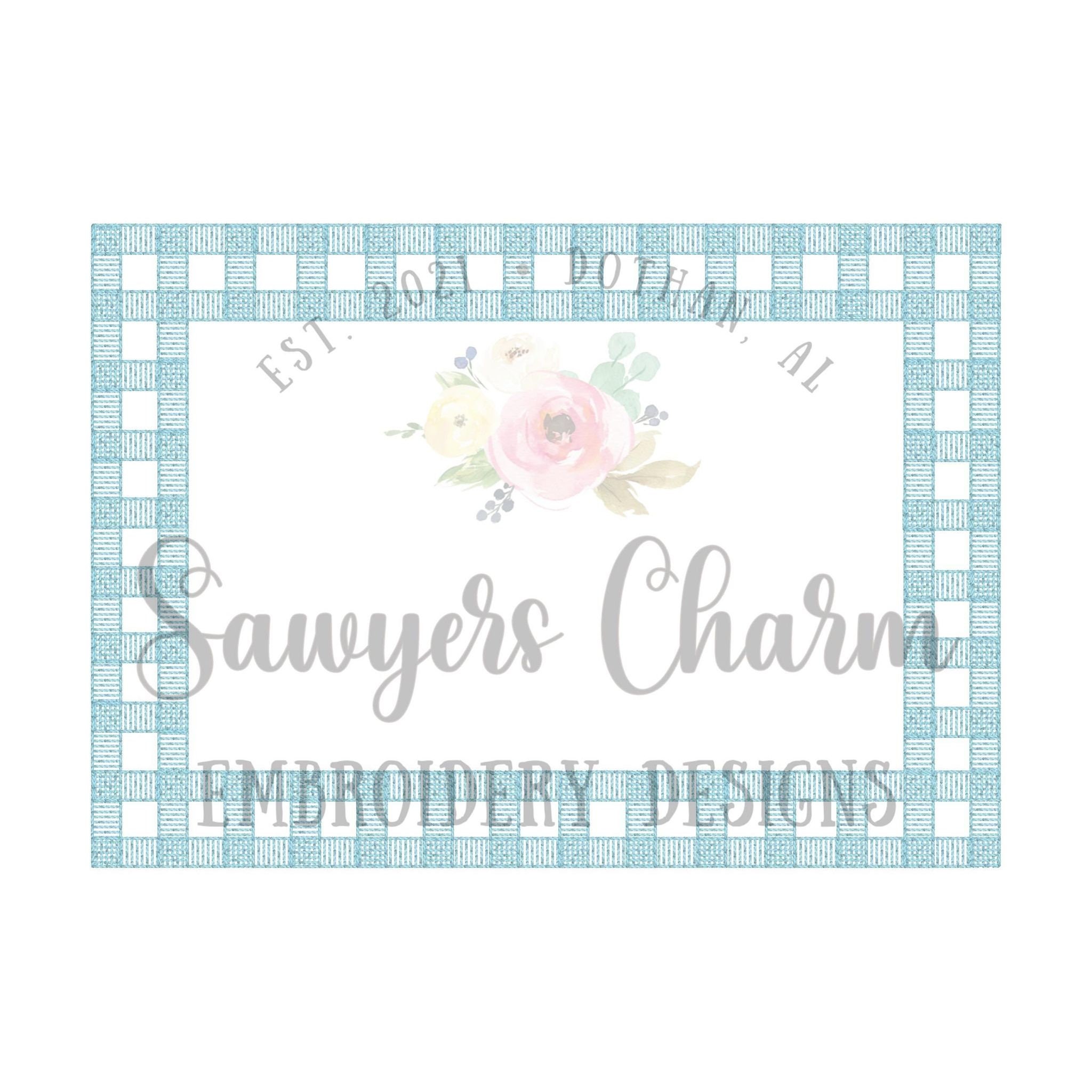 BUNDLE Gingham Monogram Frames, Sketch Stitch Machine Embroidery Design ...