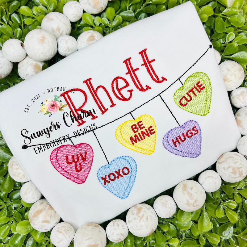 Heart Bow Bunting Embroidery File - Etsy