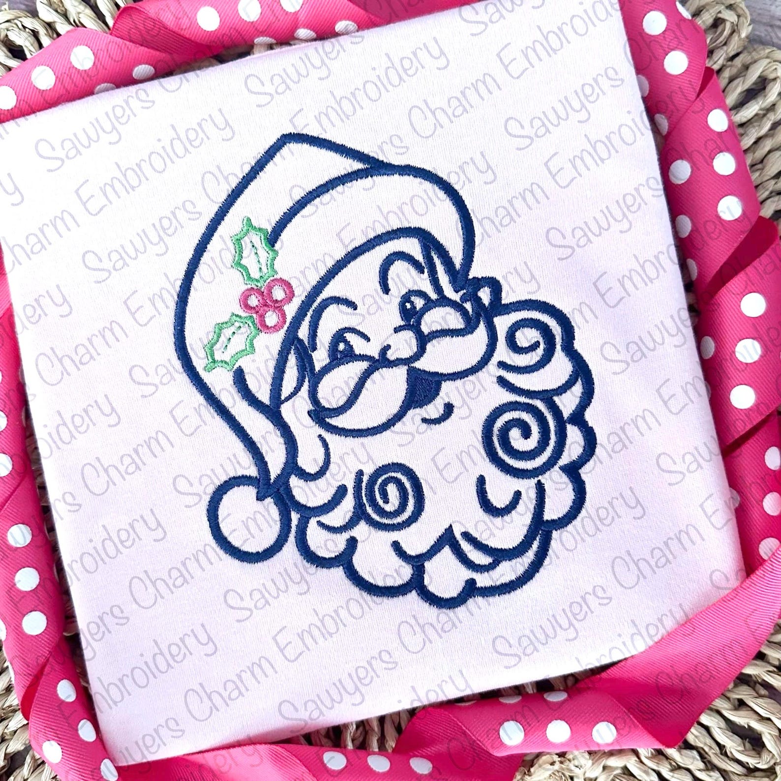 Santa Claus Satin Stitch Outline Machine Embroidery Design File, Happy ...