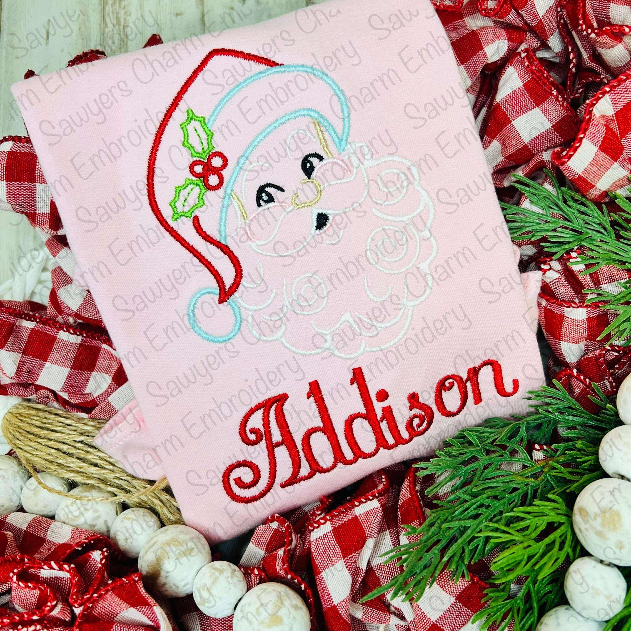 Santa Claus Satin Stitch Outline Machine Embroidery Design File, Happy ...