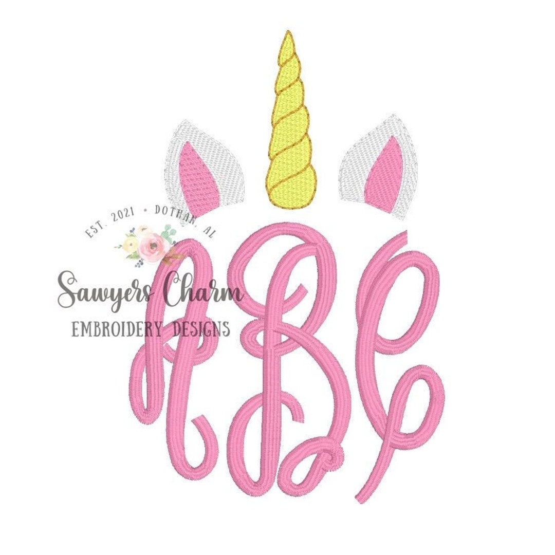 Unicorn Mini Monogram Topper Fill Stitch, Machine Embroidery Design ...
