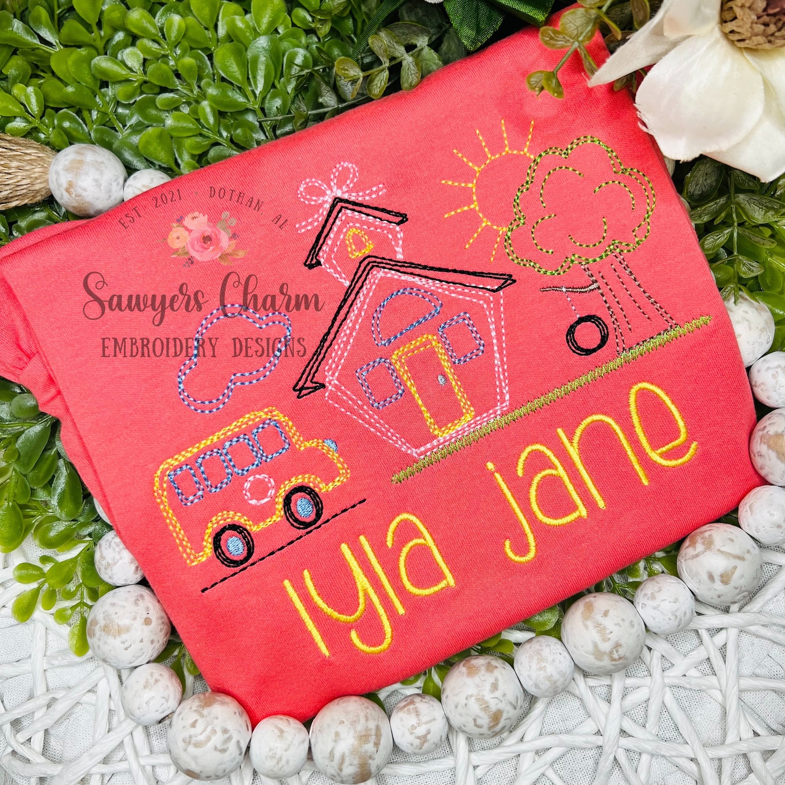 Squiggly Back to School Bus, School House, Tree With Swing Trio Bean ...