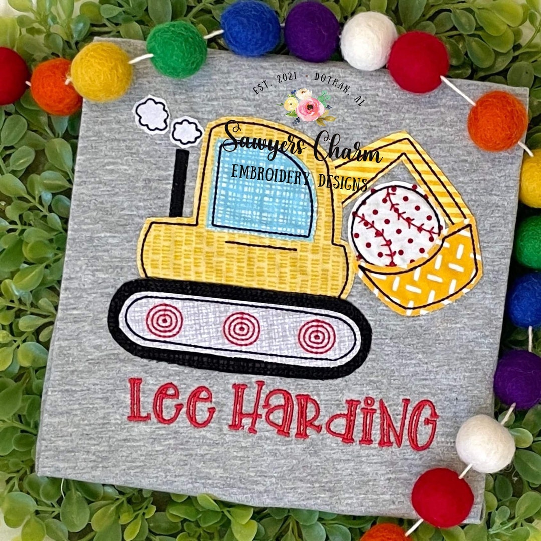 BUNDLE Sports Excavator/digger Bean Stitch Machine Applique Design ...