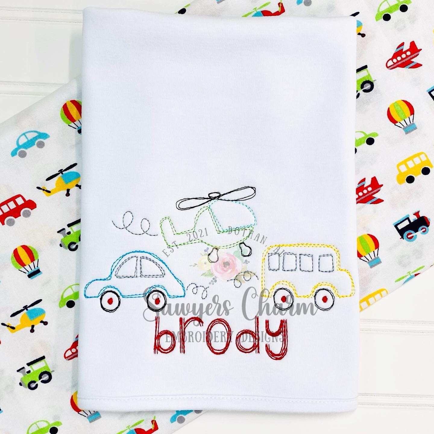 Squiggly Transportation Vehicles Trio Quick Stitch Vintage - Etsy