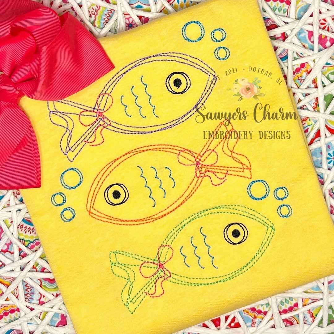 BUNDLE Squiggly Fish in Water With Bubbles Trio With/without Bows, Bean ...
