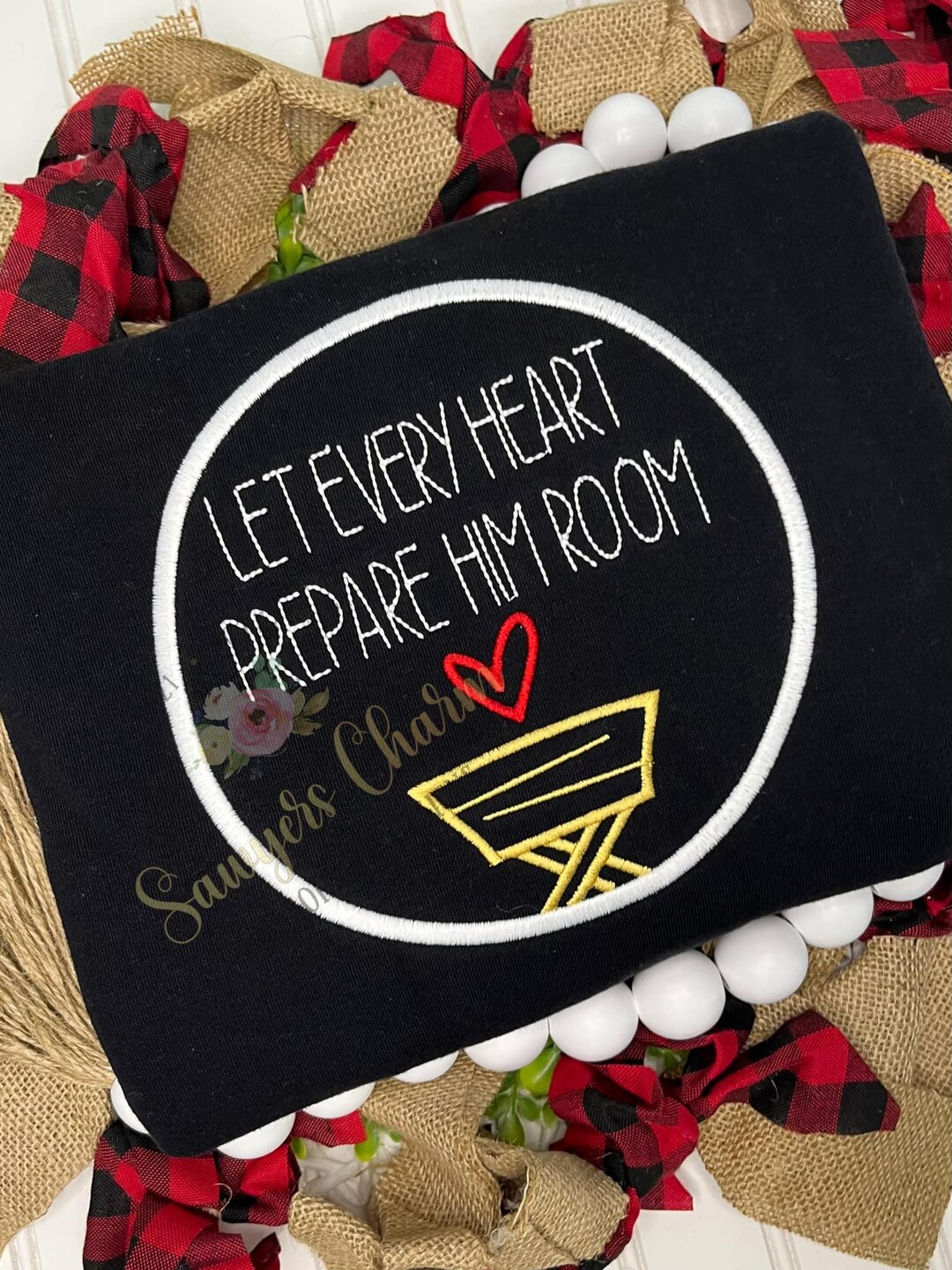 Let Every Heart Prepare Him Room Manger With Heart, Satin Stitch ...