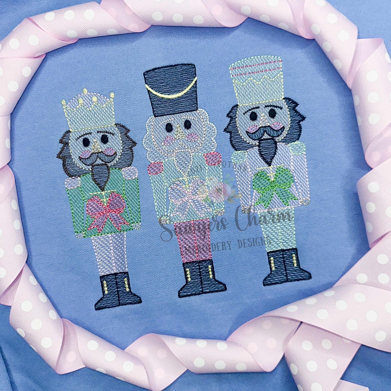 Nutcrackers With Bow Trio Sketch Stitch Machine Embroidery Design ...