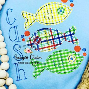 BUNDLE Fish Trio With Bubbles Bean & Zig Zag Stitch Applique Machine ...