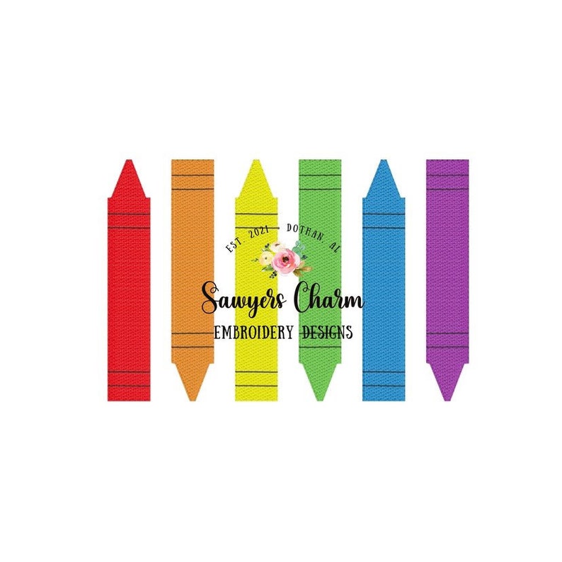 Sketch Crayons in a Row Machine Embroidery Design File, Quick Stitch ...