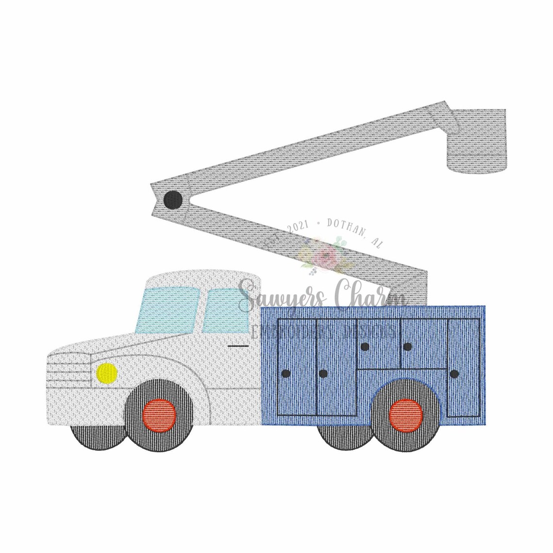 Bucket Truck Sketch Stitch Machine Embroidery Design, Lineman ...