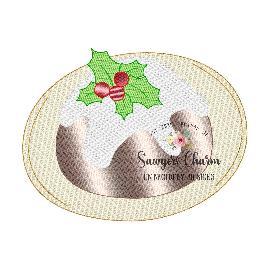 Christmas Figgy Pudding Sketch Stitch Machine Embroidery Design File ...