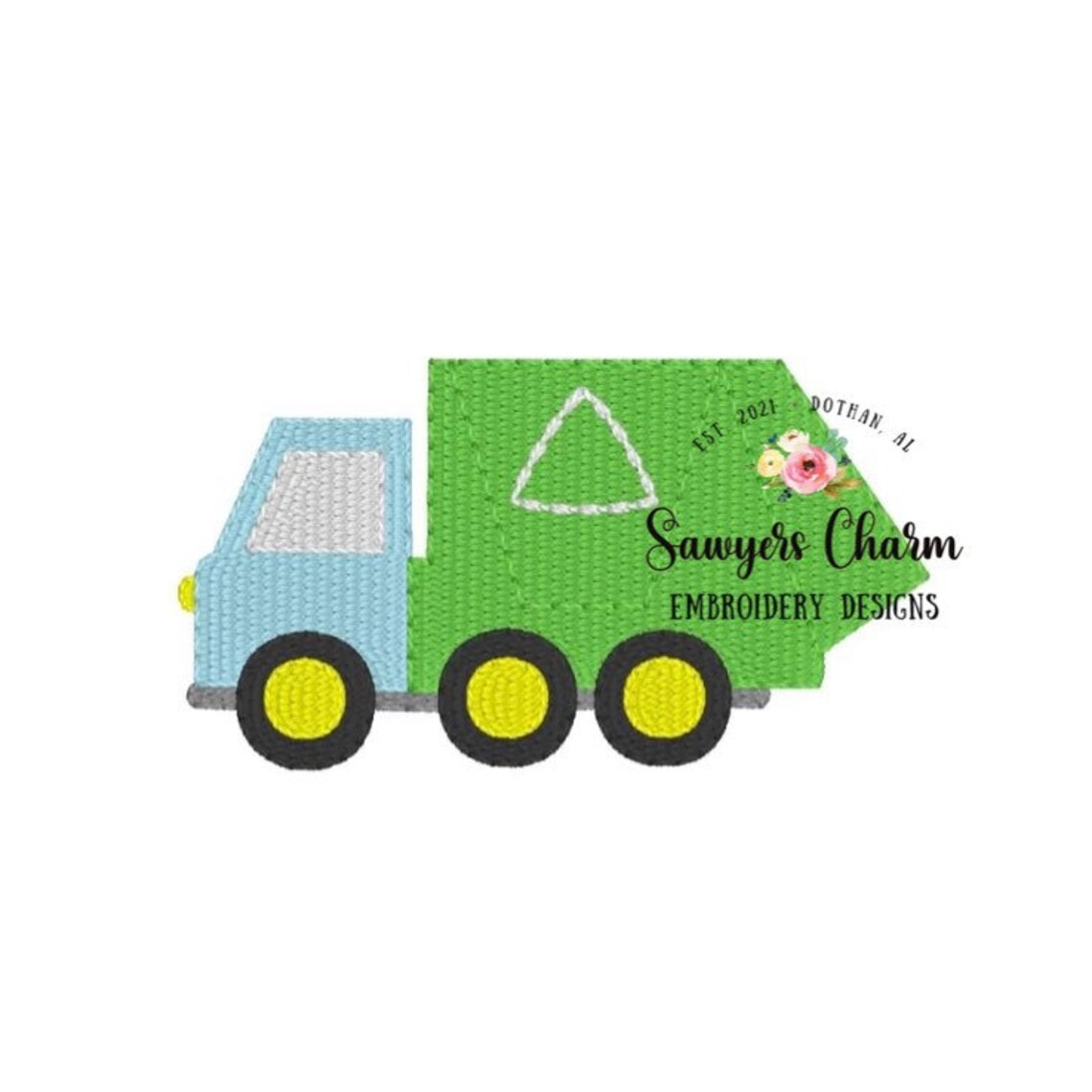 Garbage Truck Mini Fill Stitch Machine Embroidery File, Vintage Stitch ...