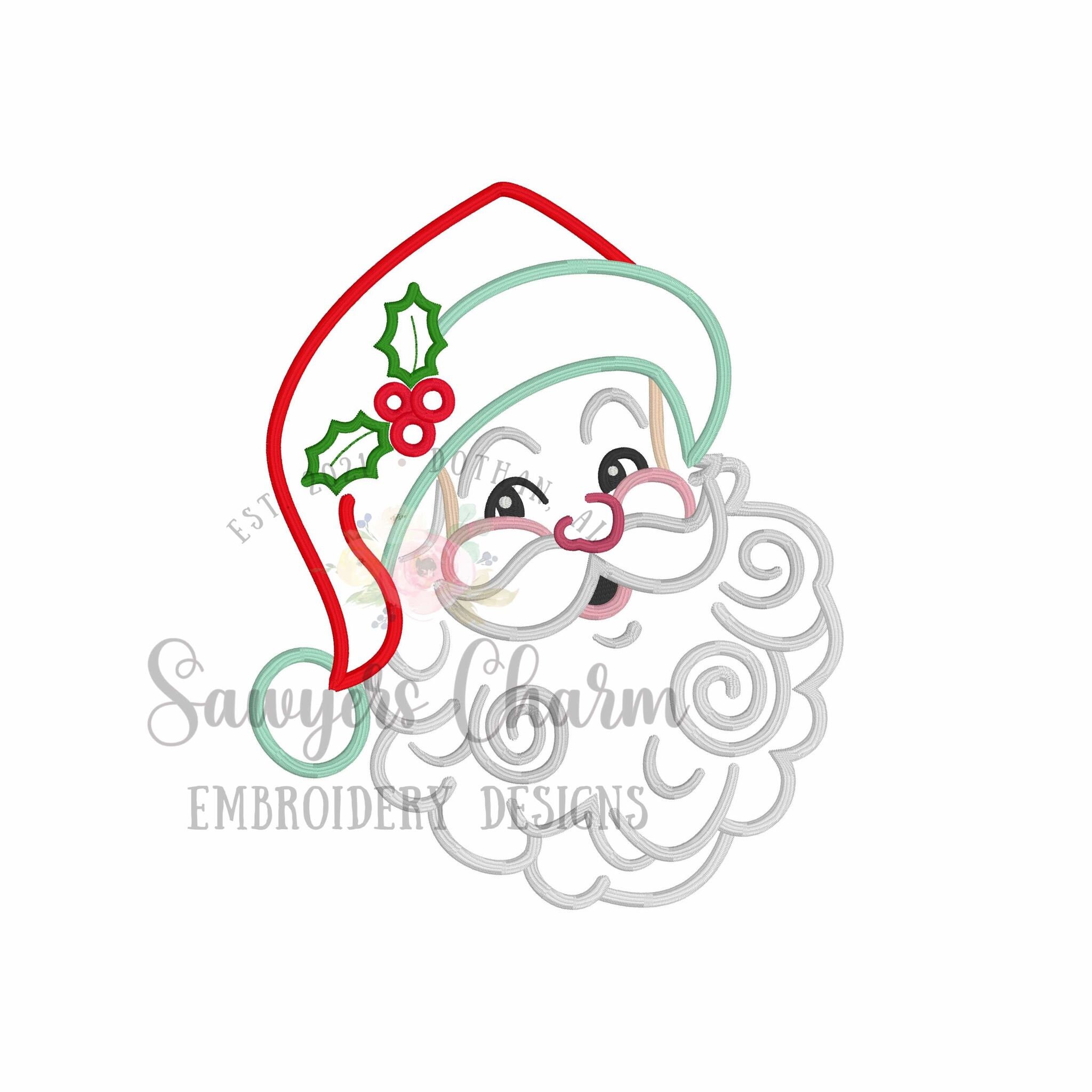 Santa Claus Satin Stitch Outline Machine Embroidery Design File, Happy ...