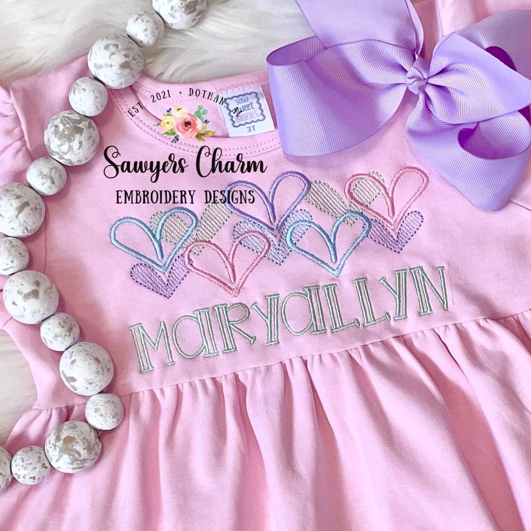 Overlapping Hearts Sketch Stitch and Satin Stitch Machine Embroidery ...