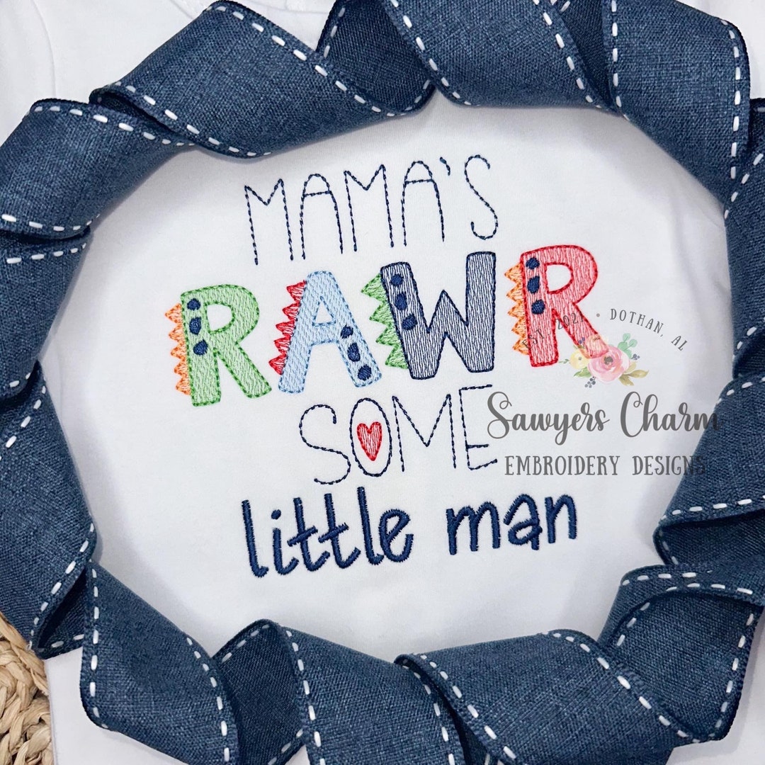 Mama's RAWR Some Little Man Sketch Stitch Machine Embroidery Design ...