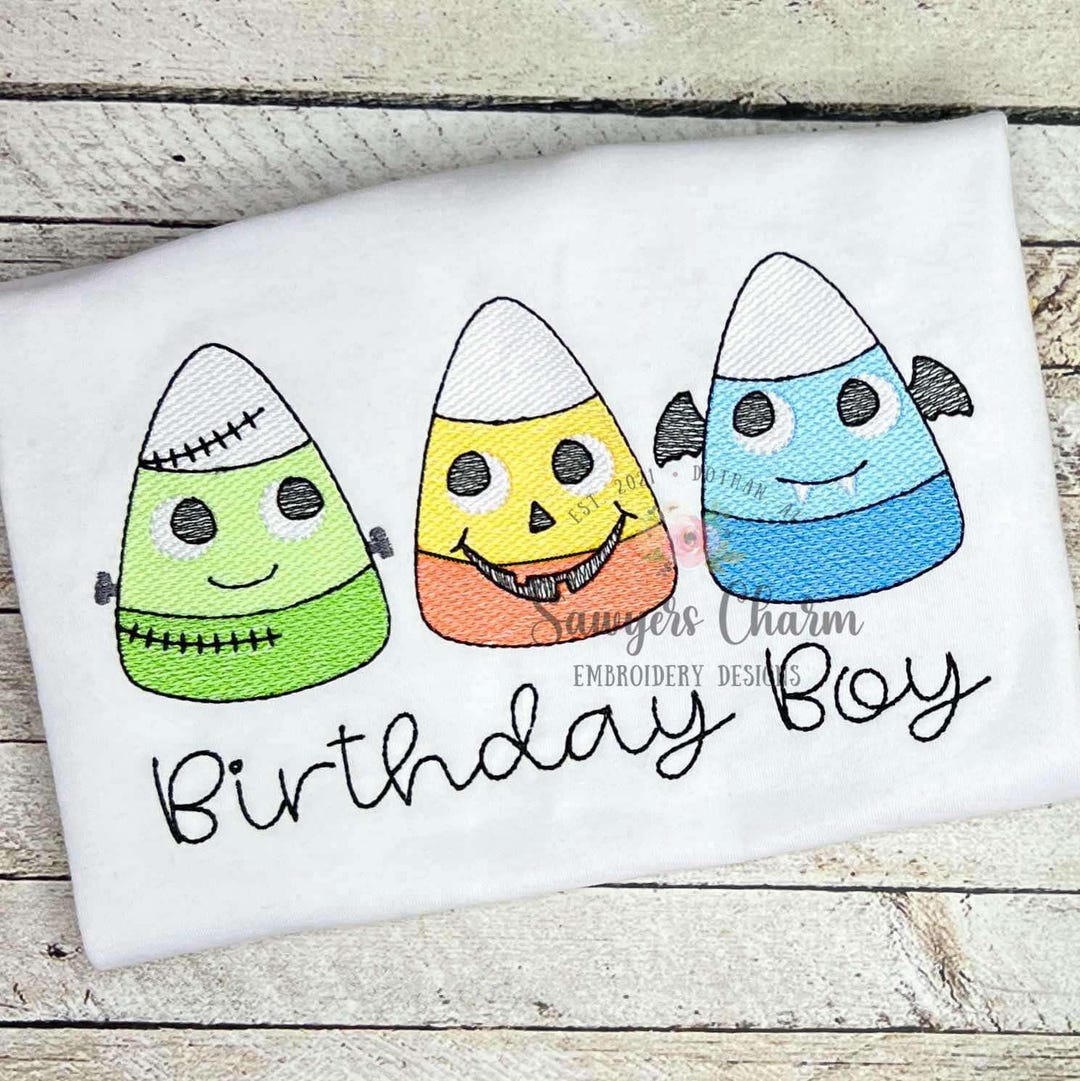 Halloween Candy Corn Faces Trio Sketch Stitch Applique, Machine ...