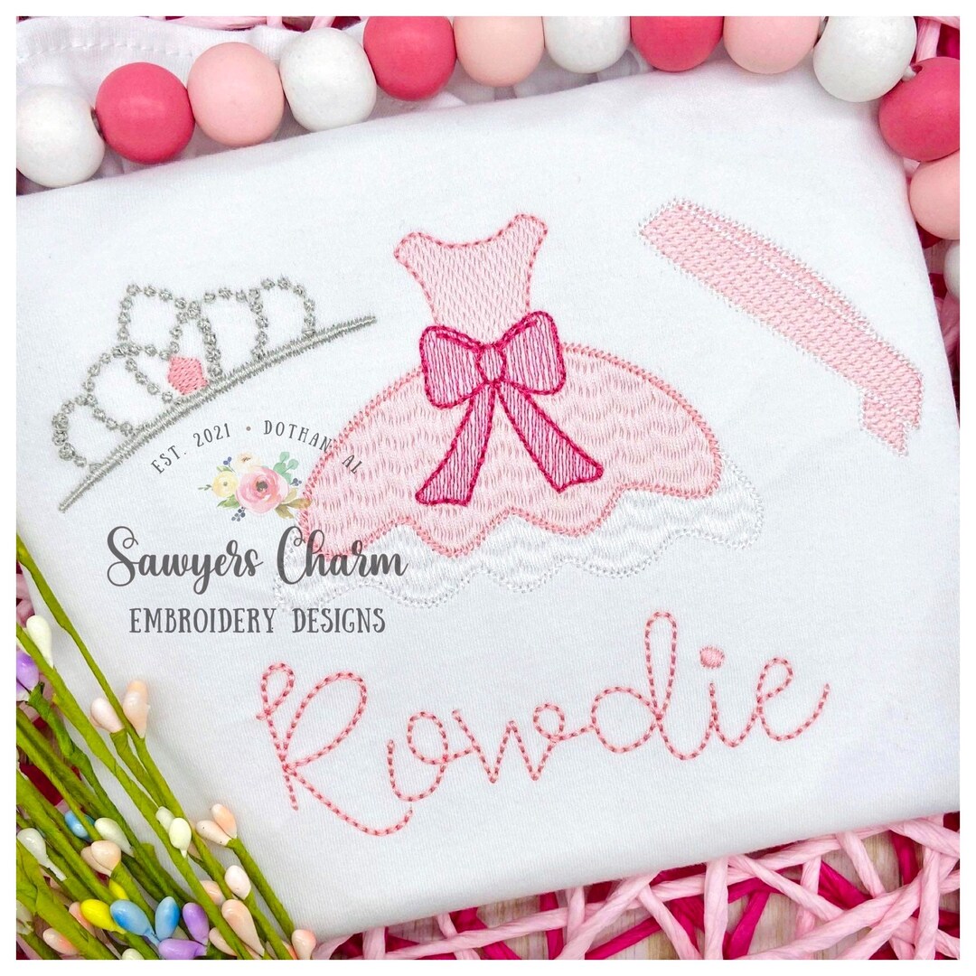 Pageant Trio Sketch Stitch Machine Embroidery Design File, Crown Jewels ...