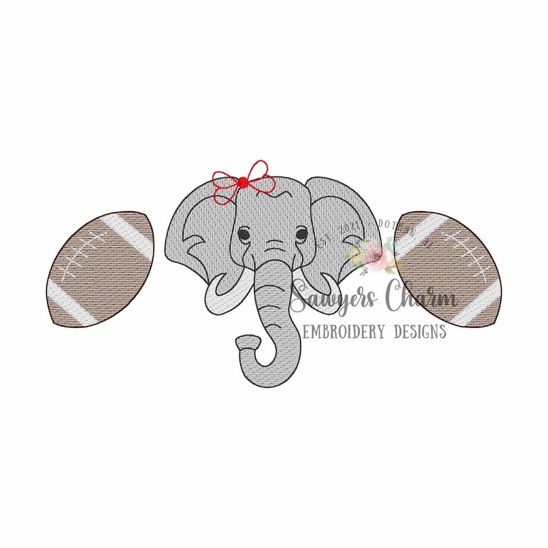 Elephant & Football Trio, Sketch Stitch Embroidery Design BUNDLE, With ...