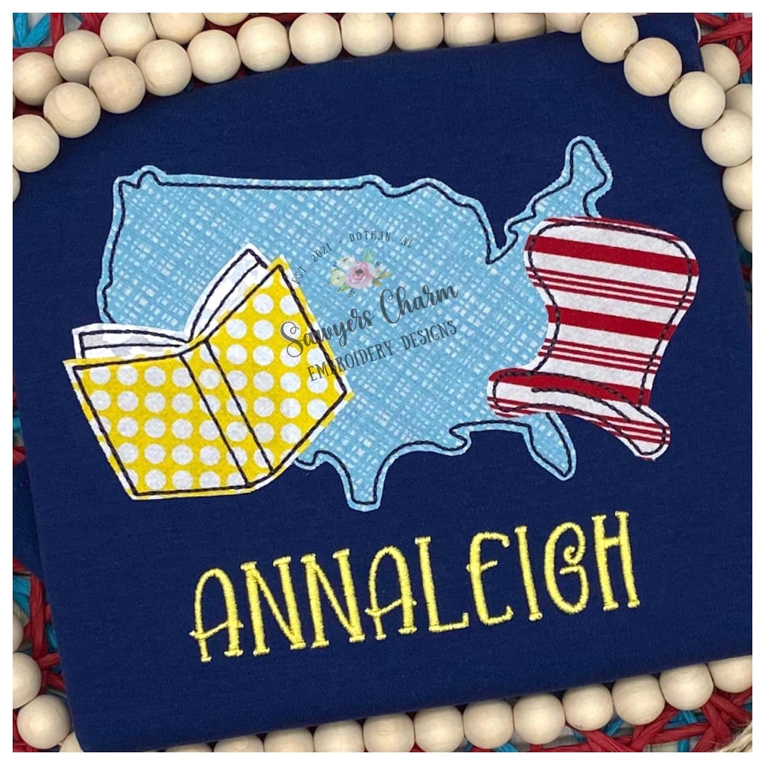 BUNDLE Read Across America Bean & Zig Zag Stitch Applique, Machine ...
