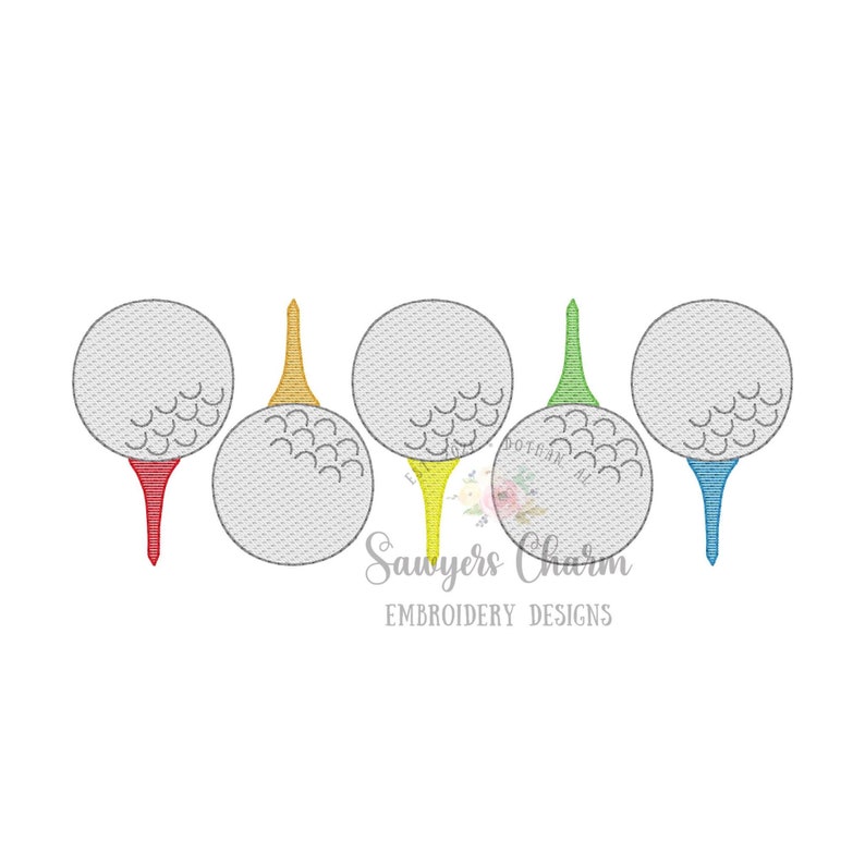 Golf Ball on Tee Sketch Stitch Machine Embroidery Design (in a Row, Not ...