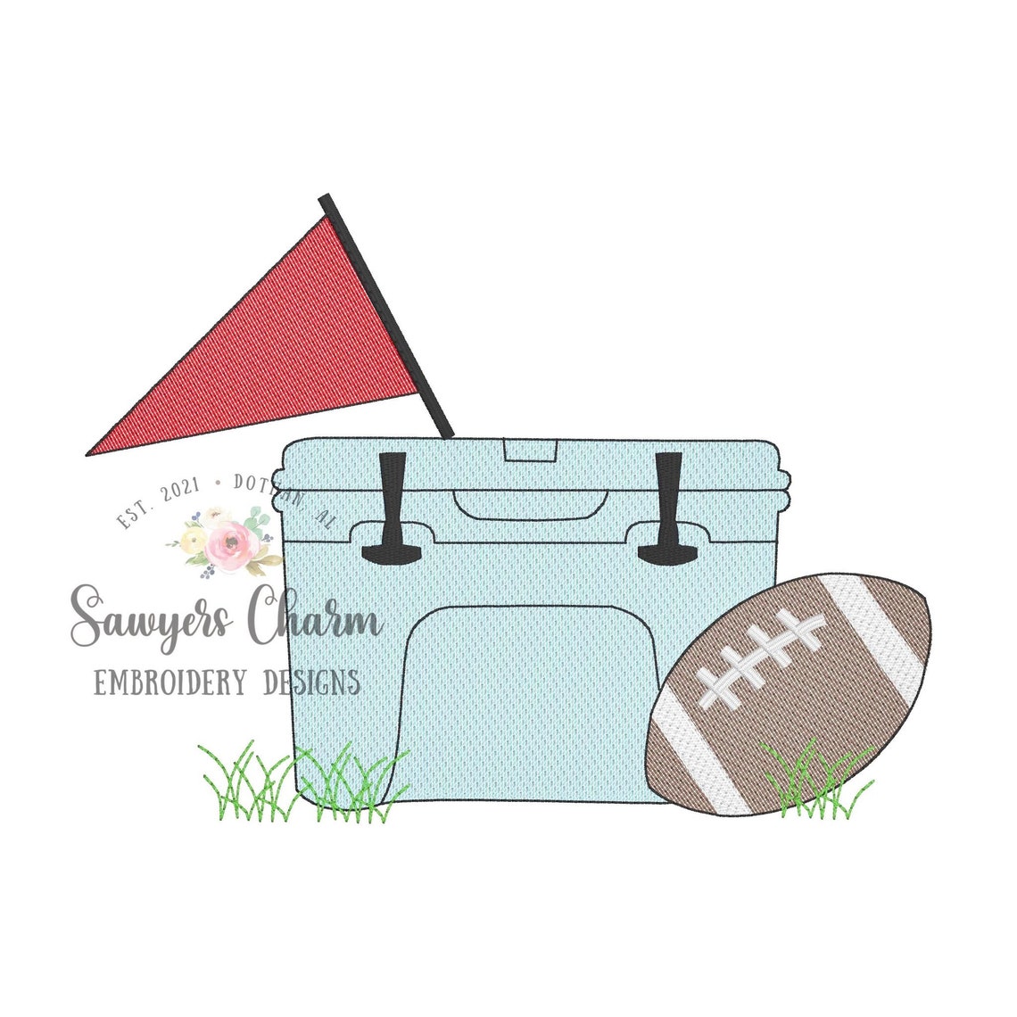 Tailgating Cooler, Football, Pennant Sketch Stitch Machine Embroidery ...